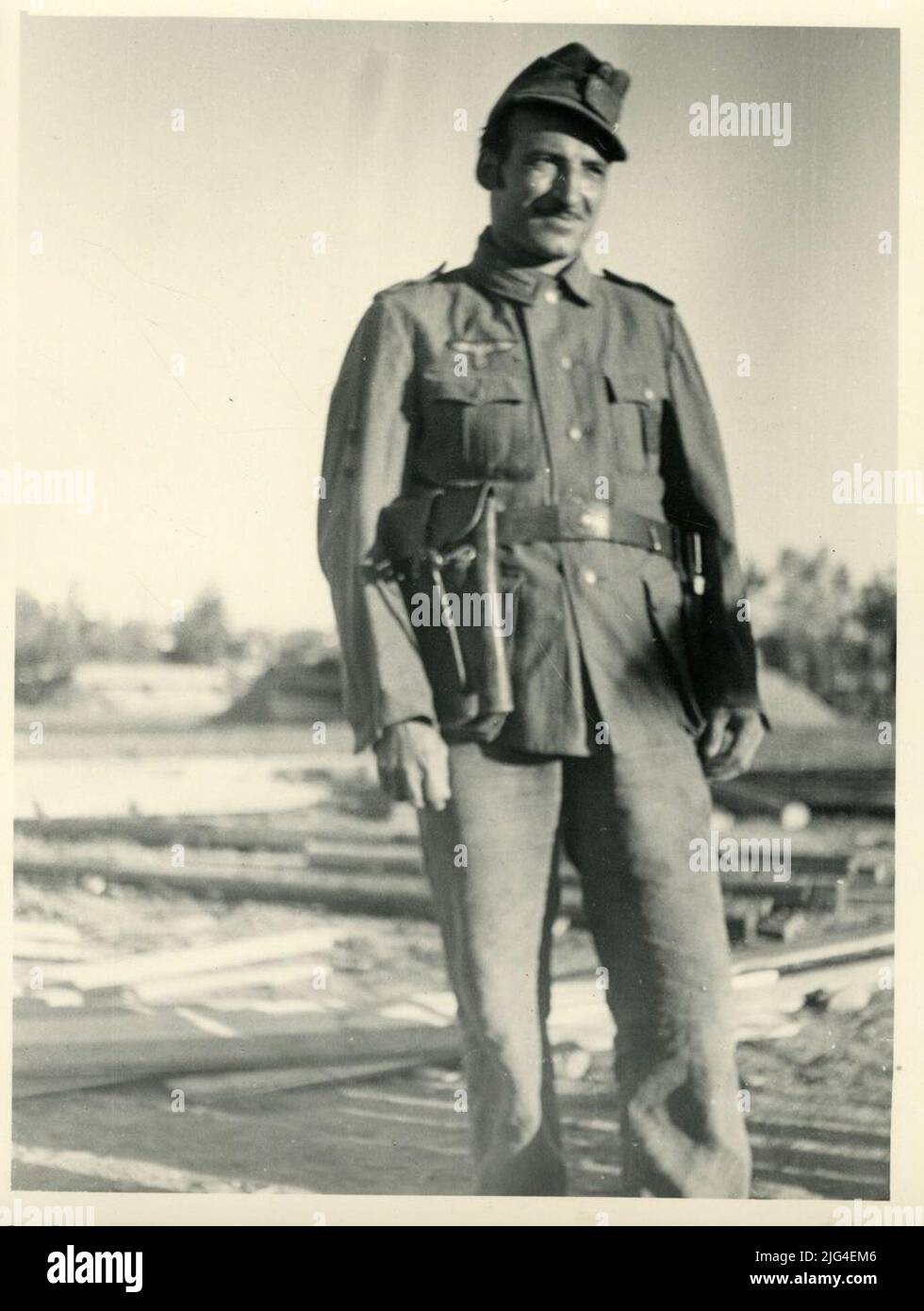 Divisional soldier portrait with signal gun. Leningrad Front ...