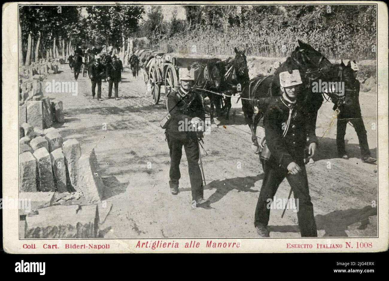 Postcard of artillery maneuvers of the Italian army, 1920. Italian ...