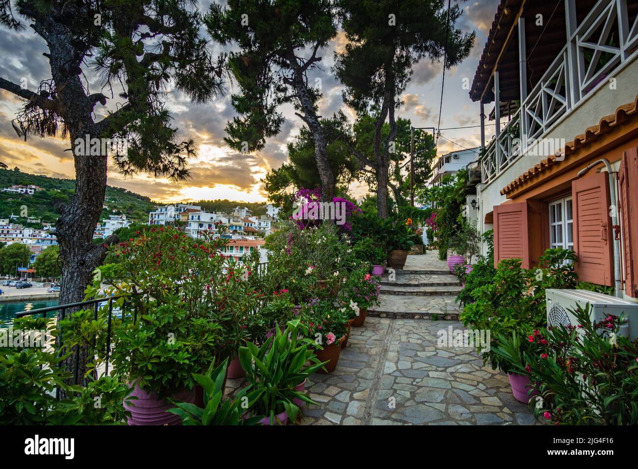 The beautiful seaside town of Patitiri, in Alonissos island, Greece ...