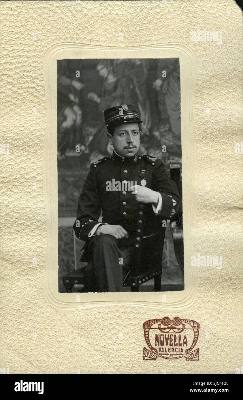 Photograph by José Velarde y Velarde, 1910. Portrait of military under ...