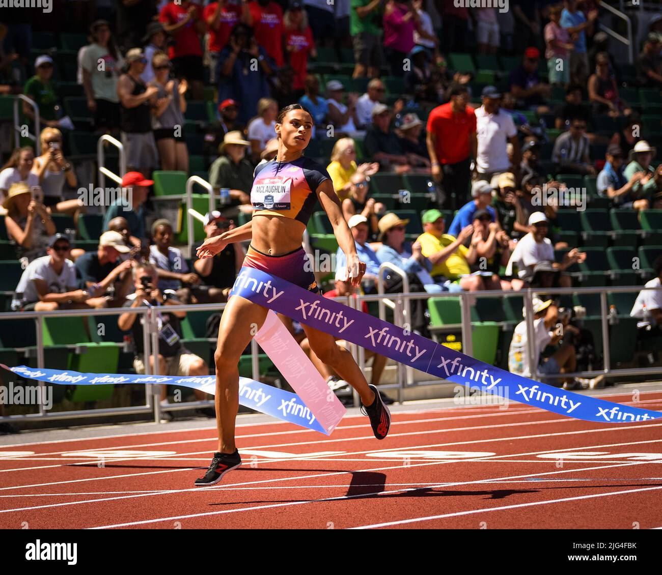 Eugene, United States. 25th June, 2022. Sydney McLaughlin wins the ...