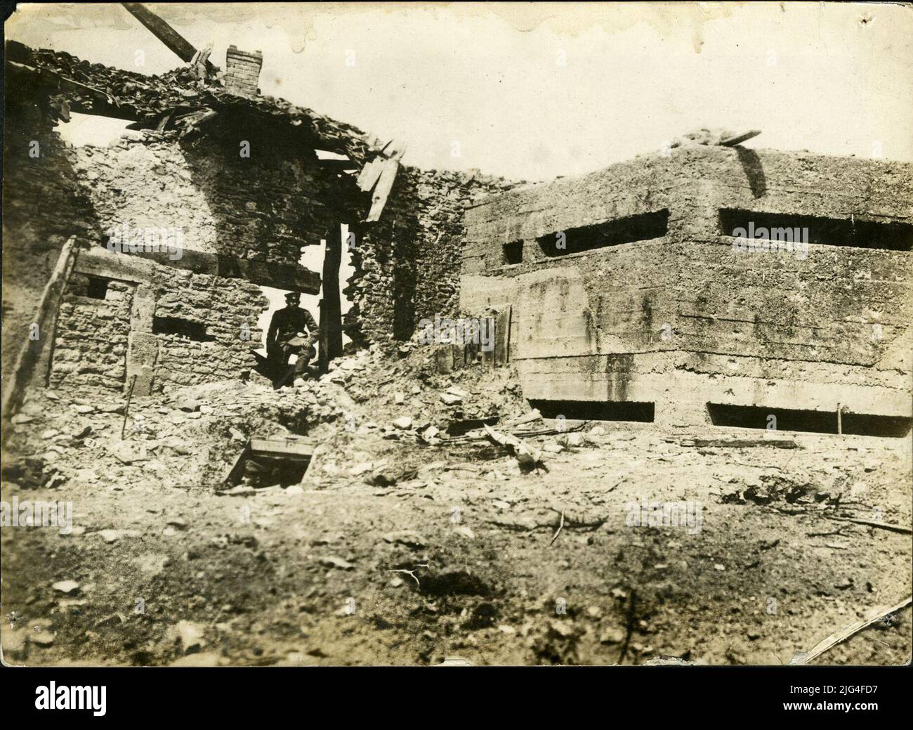 Concreted German machine gun stand Stock Photo - Alamy