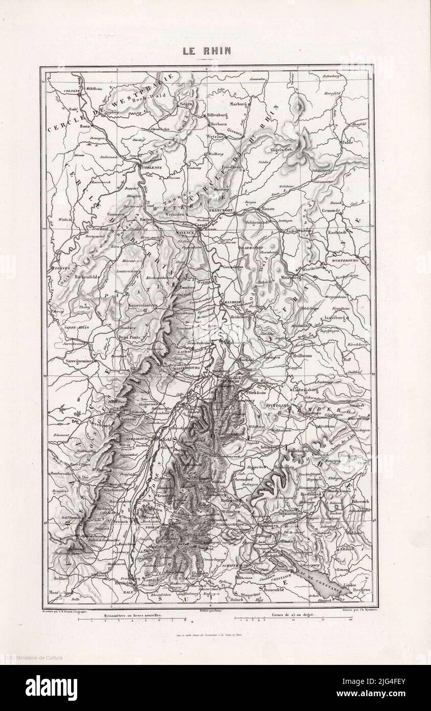 Rhine, Le: [Card]. Coordinates: E0 10'-O7 50 '/N51 00'-N47 27'. Paris ...