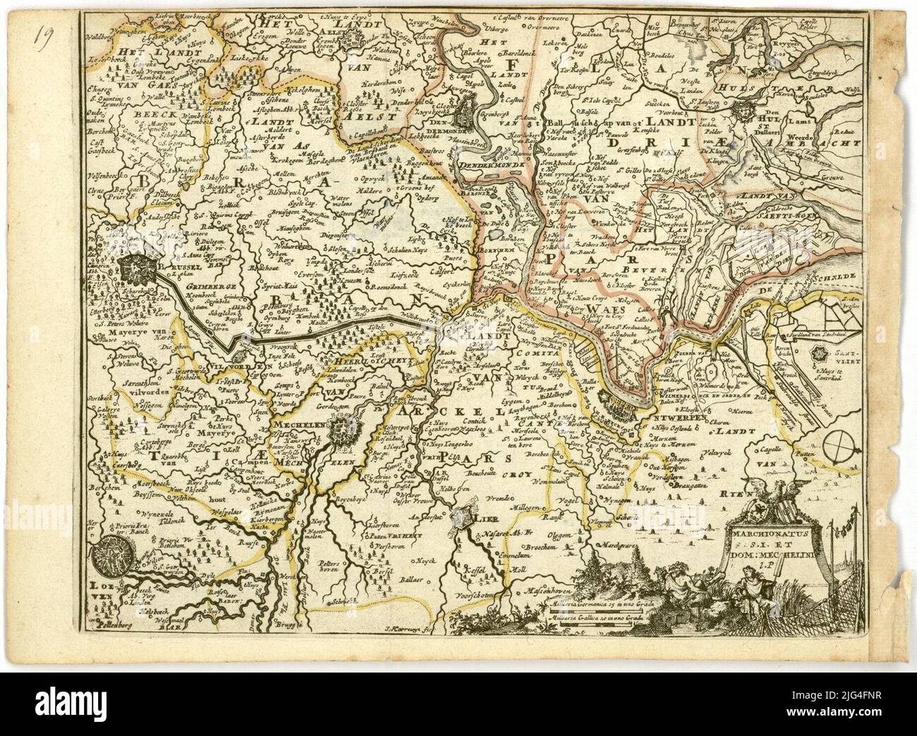 Marquisatus S.i. the Dom. Mechelini. Graphic scale of 1 'Milliaria ...