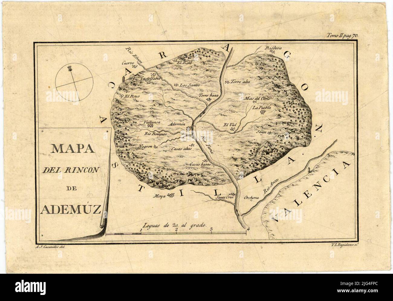 Adeúz Rincon Map. Oriented with a quadrant tower and profile relief ...