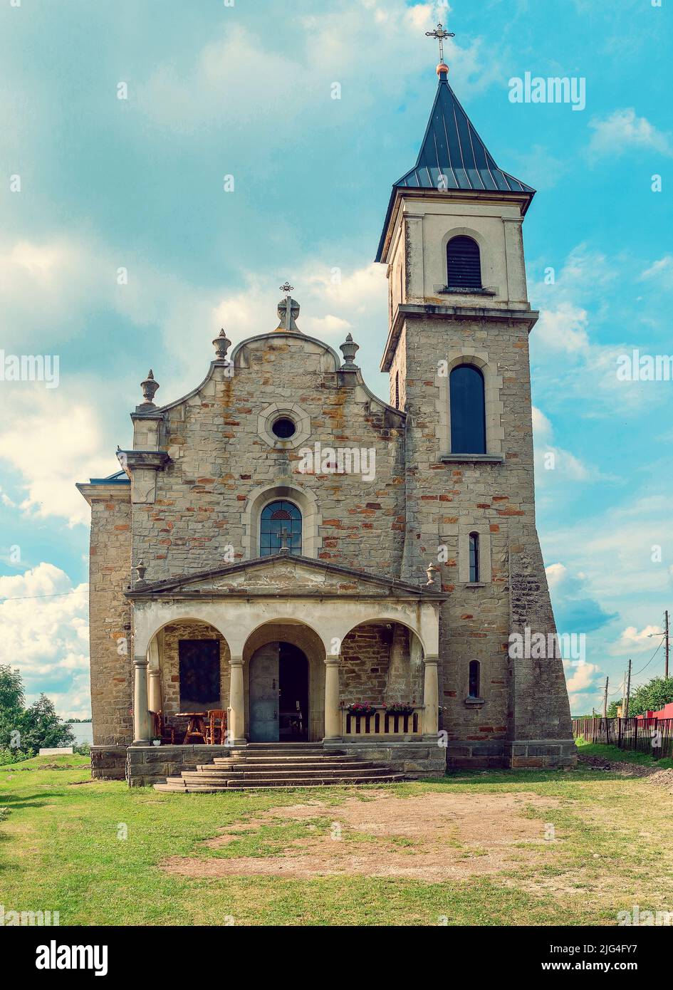 Catholic Church. Stone religious building. Christianity. Ternopil ...
