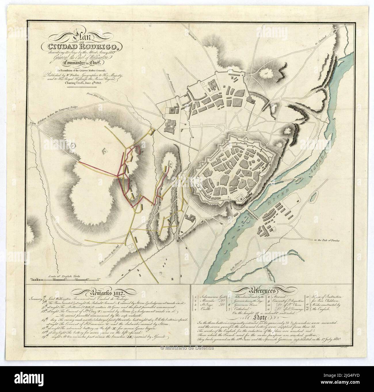 Plan of Ciudad Rodrigo, describing its Siege by the Allied Army 1812 ...
