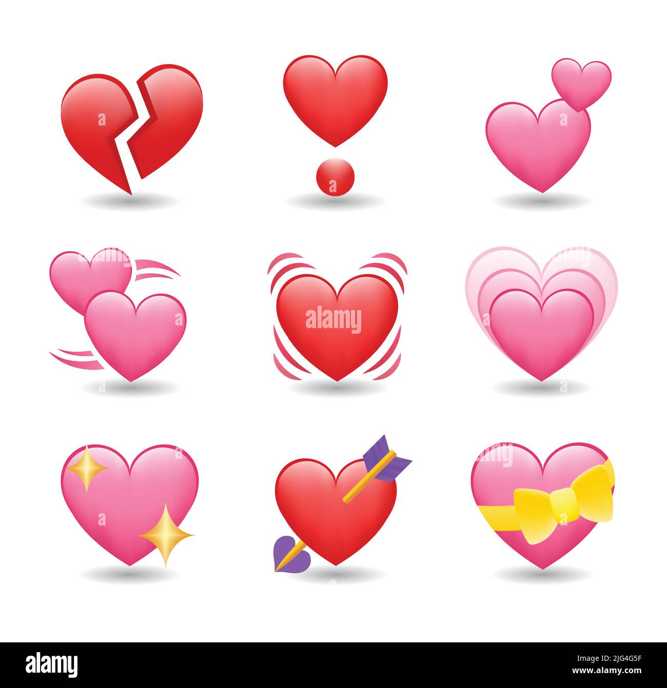 Heart Color Set Icons vector illustrations. Set of Hearts in different ...
