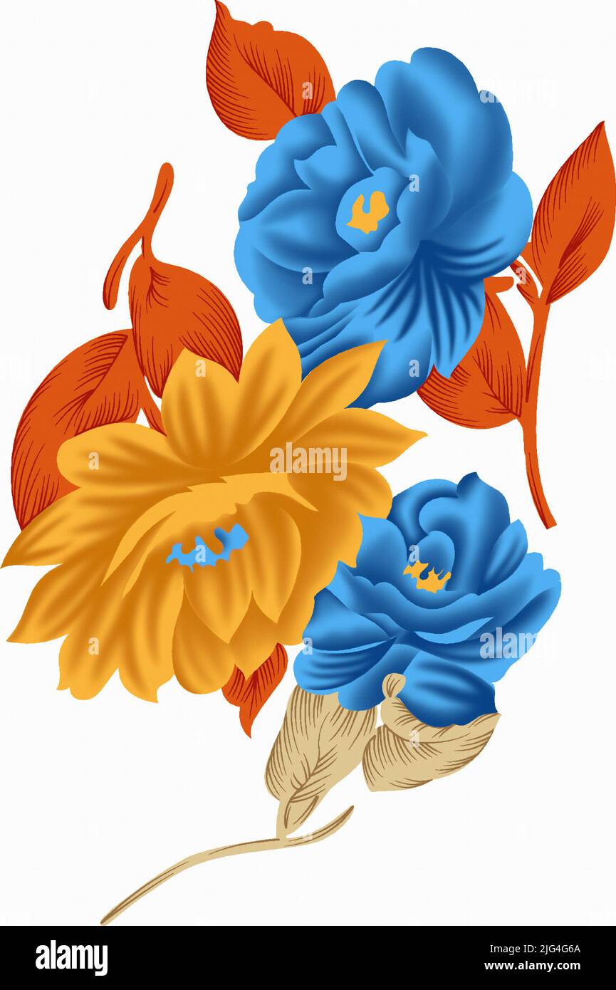 flower bunch textile print work Stock Photo - Alamy