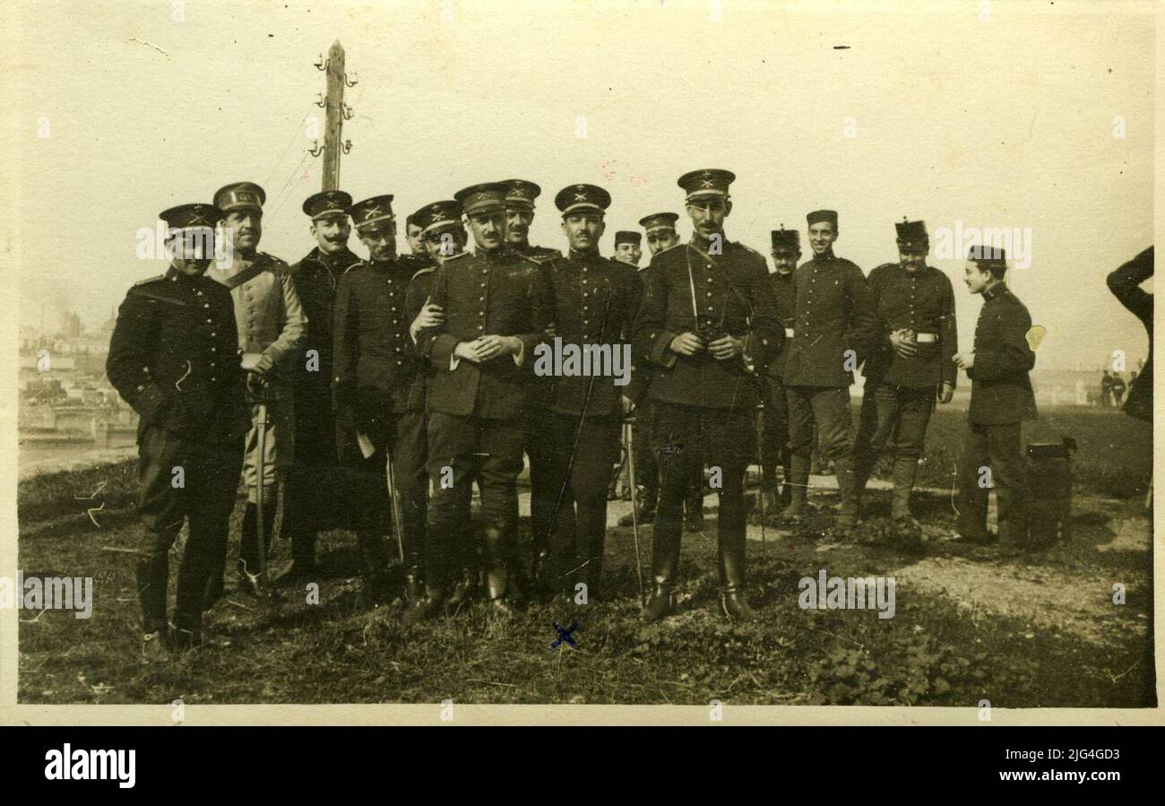 Historical photography of a group of military in the countryside, 1930 ...