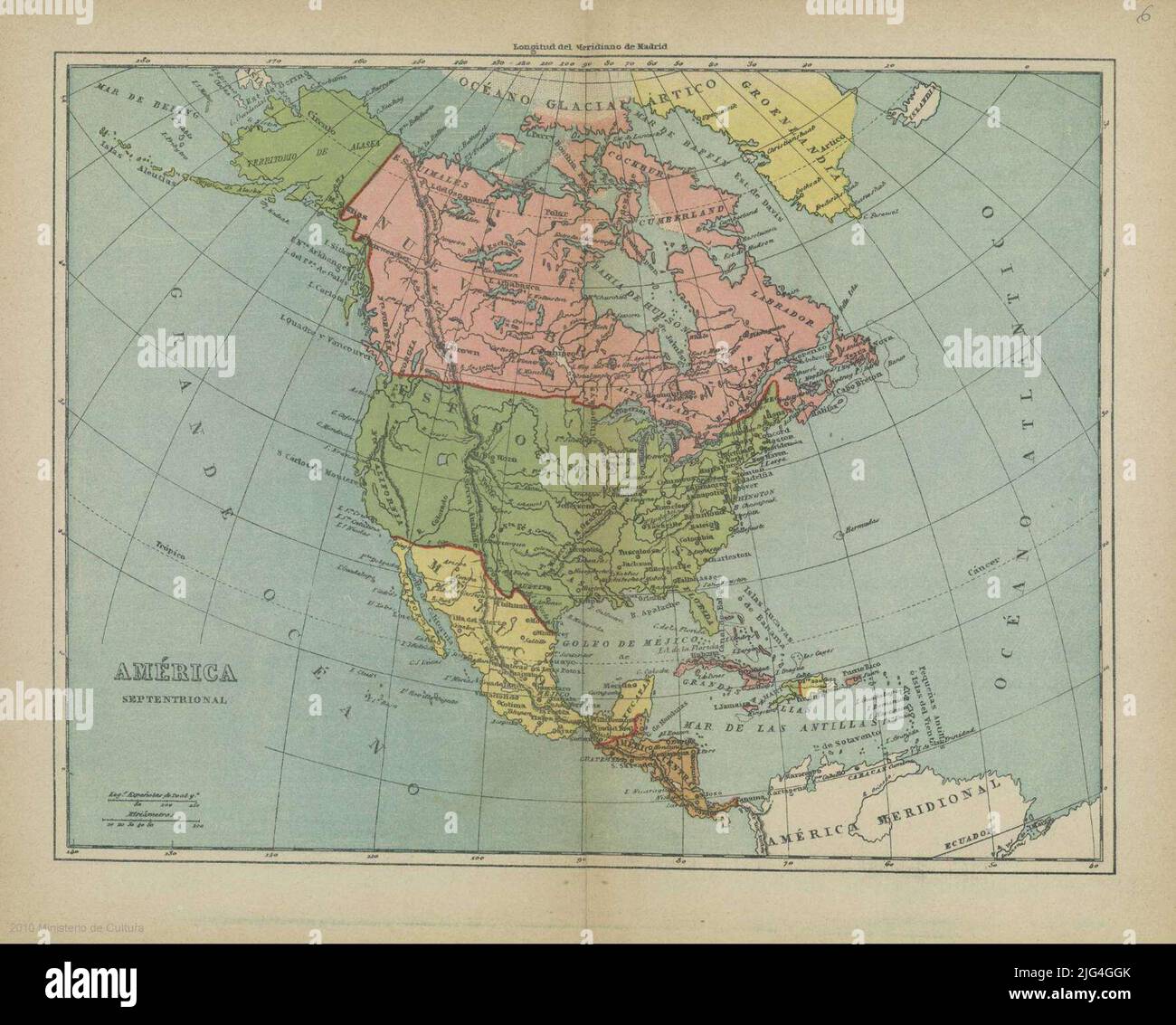 Northern America. Scale expressed in Spanish leagues from 20 to grade ...