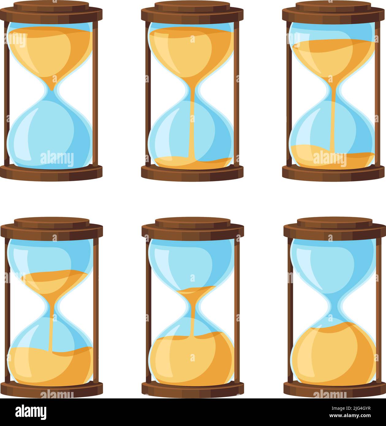Cartoon Hourglass Old Sandglass With Falling Sand Inside Vintage
