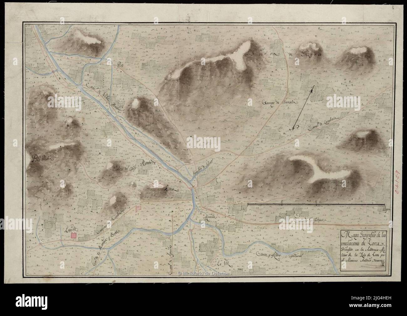 Geographical map of the vicinity of Lorca. Manuscript signed and ...