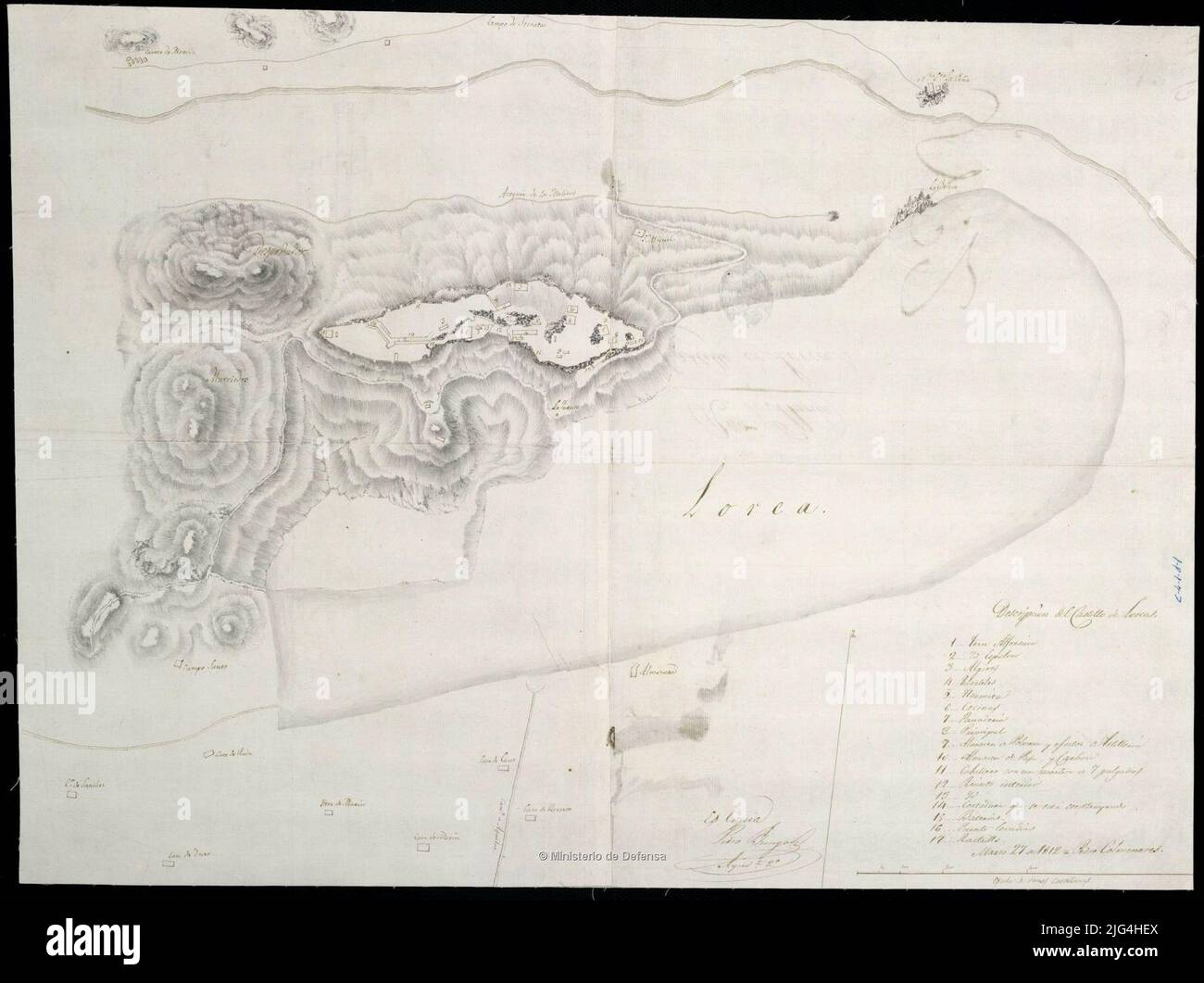 Description of Lorca Castle. Manuscript signed and subscribed by the ...