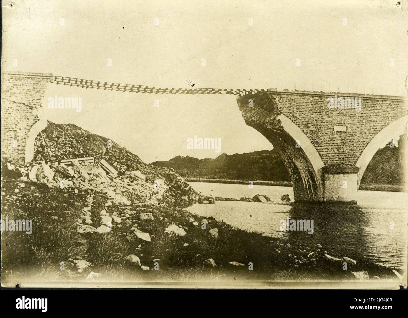 Strange bridge destruction in the French war zones. The rail strand has ...