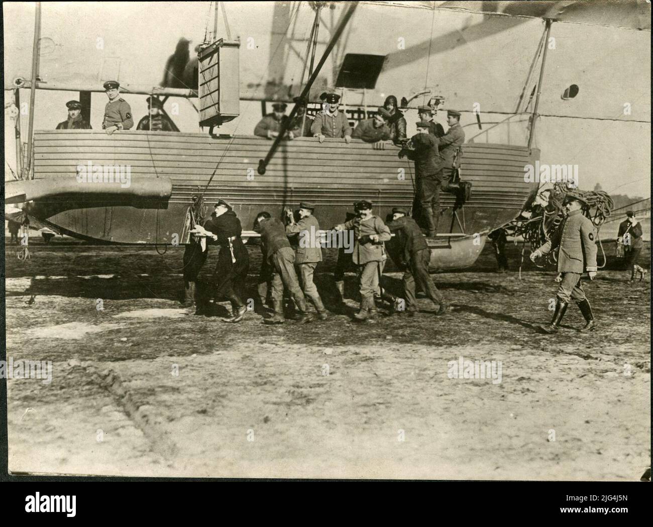 One of the gondola of a Zeppelin airship with its signal and other ...