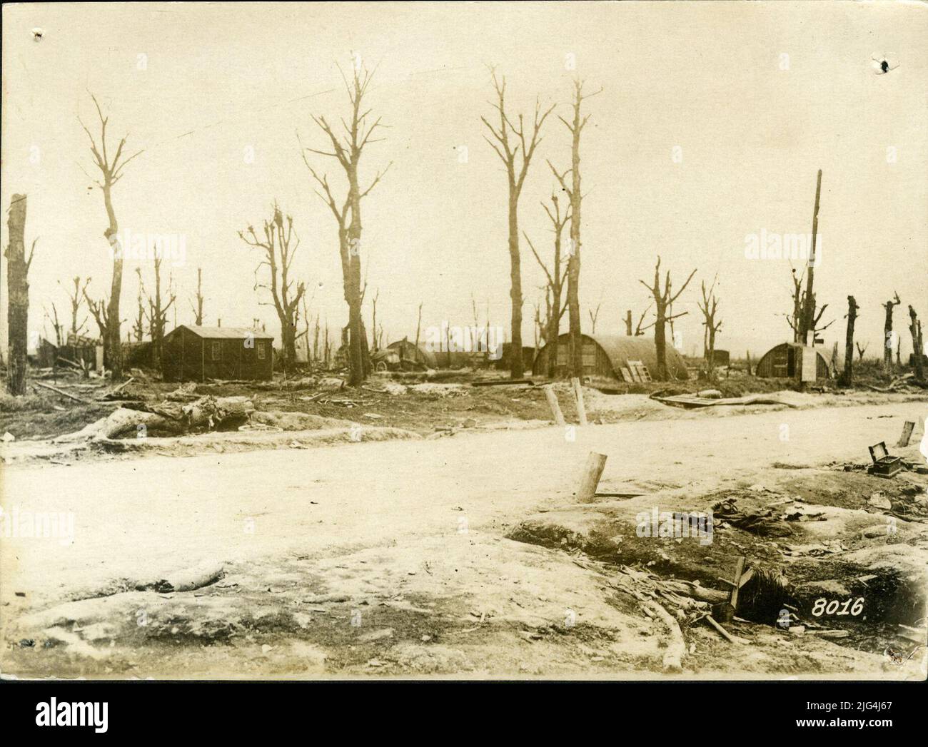 The big battle in the west. Captured English barrack on the street in ...