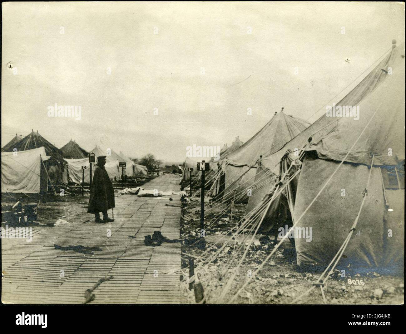 The big battle in the west. Captured English tent camp with the signs ...