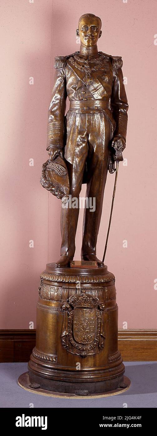 Sculpture of King Alfonso XIII (1886-1941). Statue. The restoration of ...