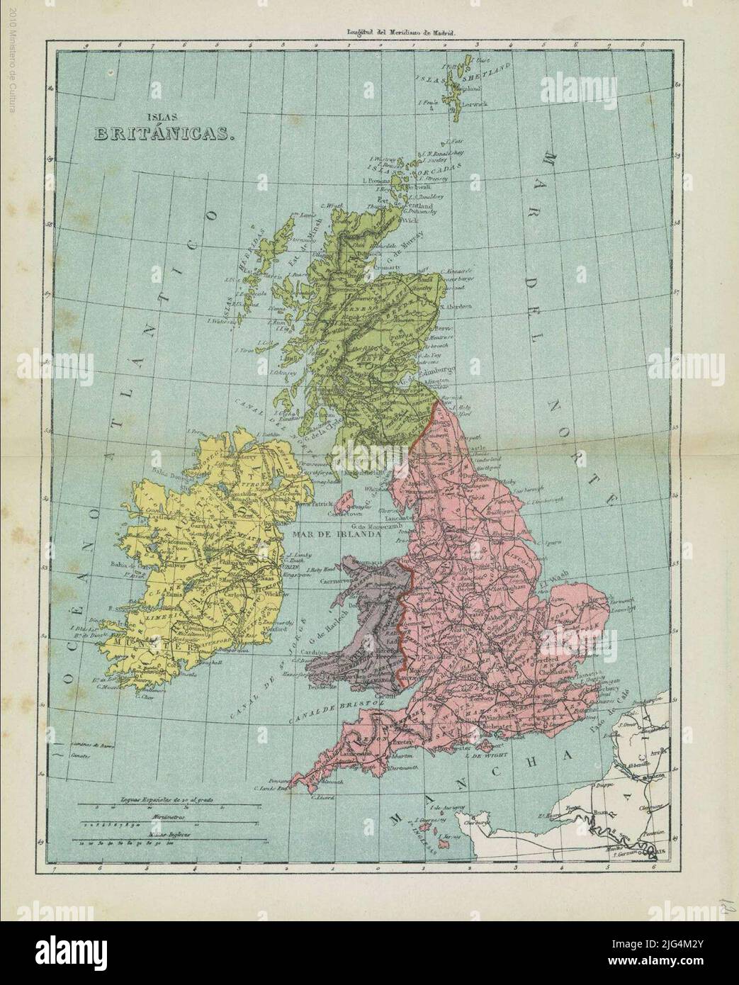 British islands. Scale expressed in: Spanish leagues from 20 to grade ...
