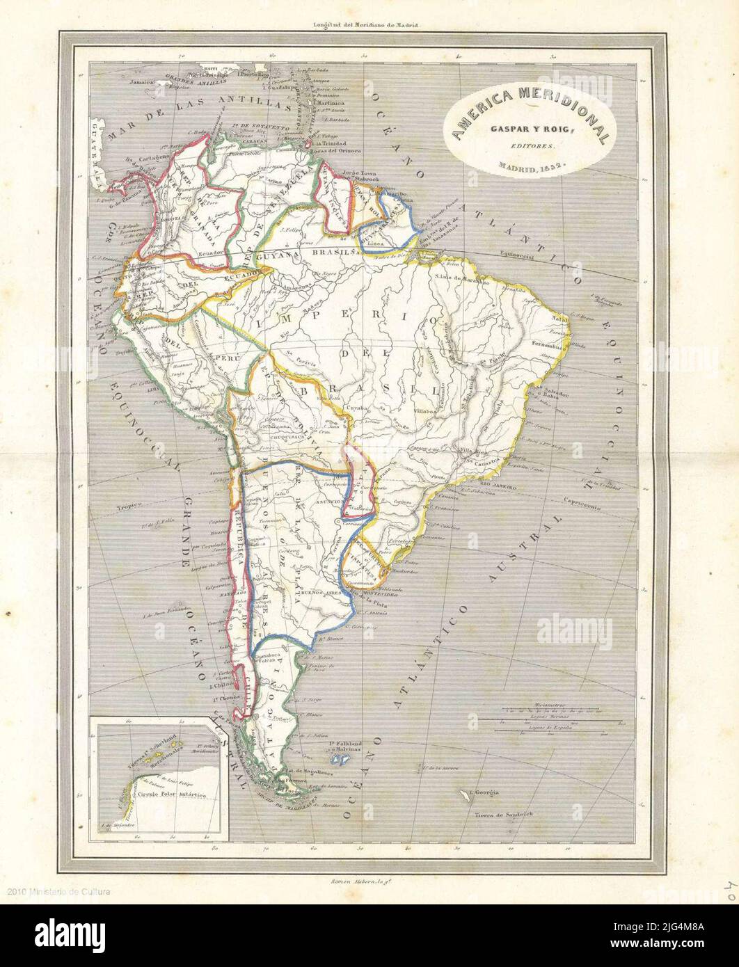 South America. Meridian graduate margins of origin: Madrid relieved by ...