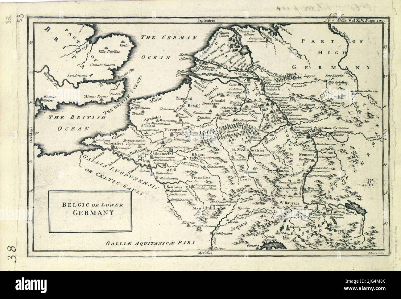 Belgic or Lower Germany. Oriented graduated latitude cities represented ...