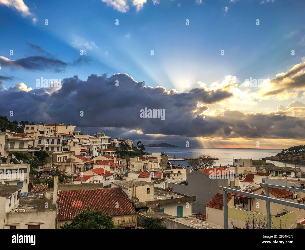 The beautiful seaside town of Patitiri, in Alonissos island, Greece ...