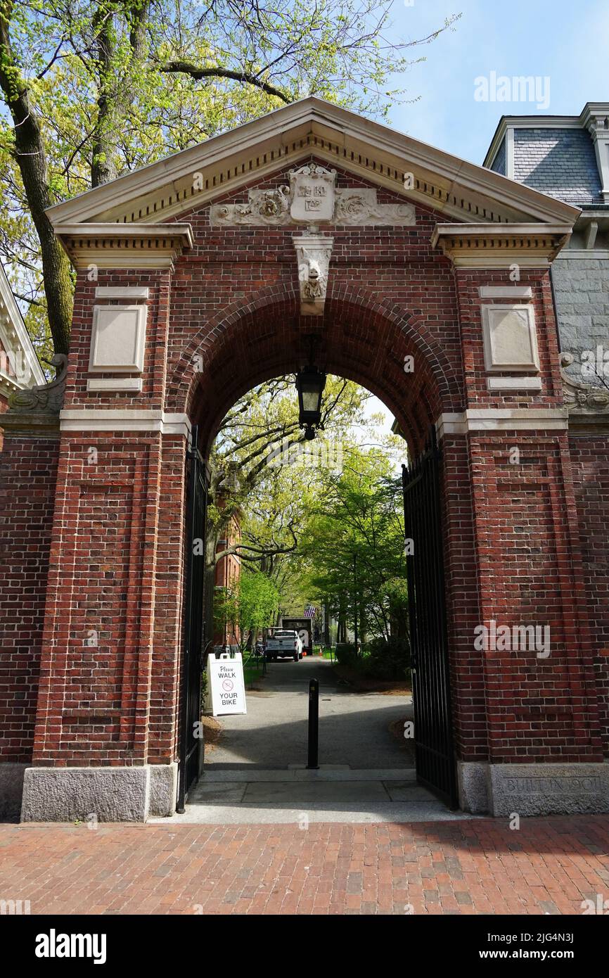 gate, Harvard University, Cambridge, Middlesex County, Massachusetts ...