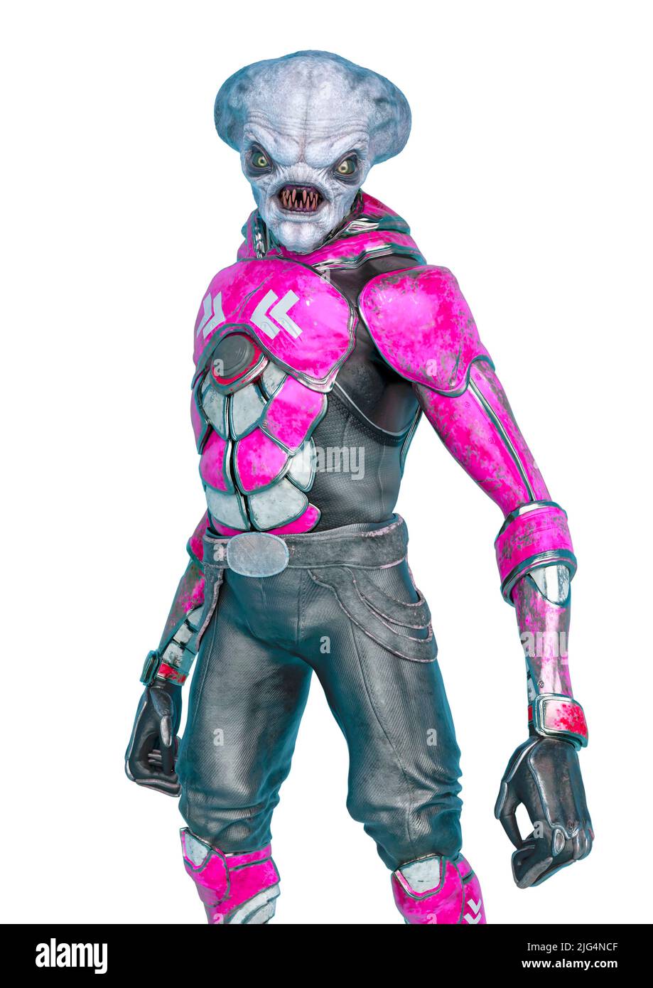 official alien on a sci-fi outfit in a white background. This alien ...