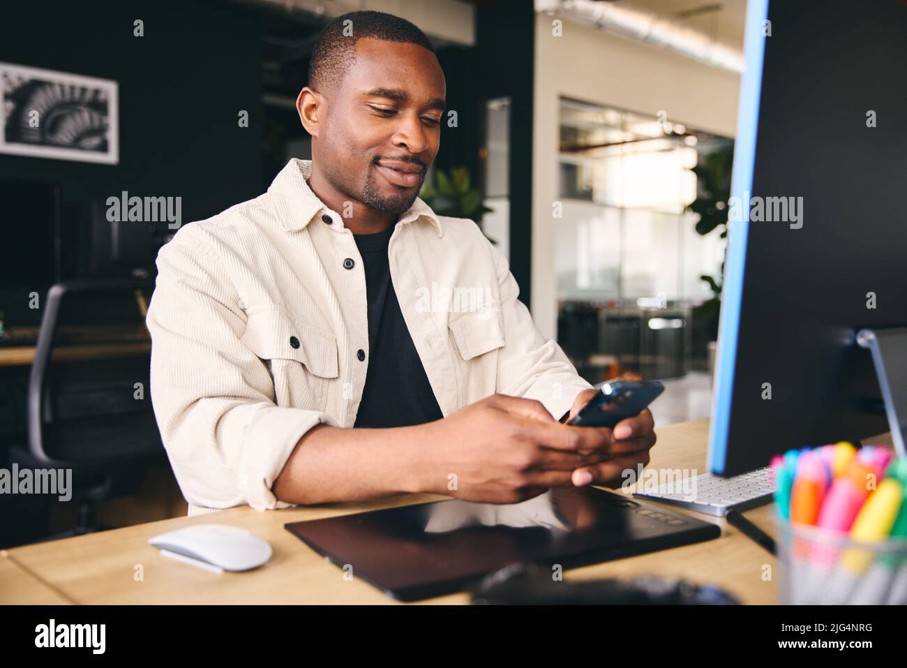 Young Black Male Advertising Marketing Or Design Creative In Modern ...