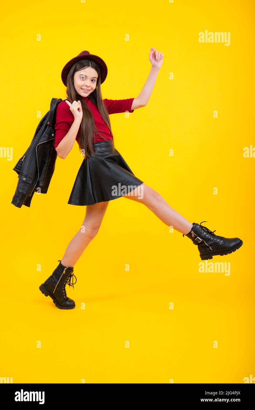 Excited teenager, glad amazed and overjoyed emotions. Full length funny ...