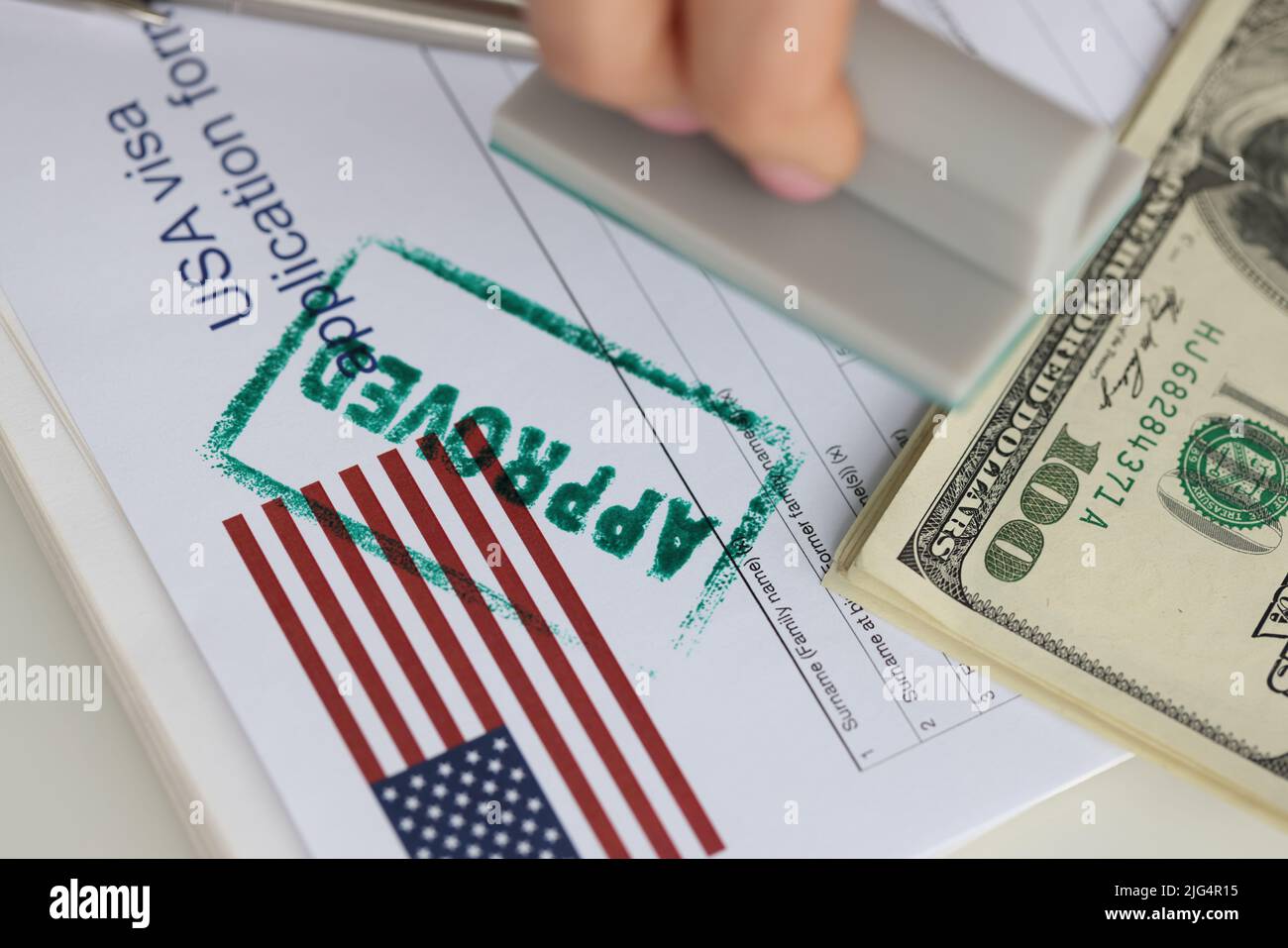 Document is approved for US visa closeup Stock Photo - Alamy