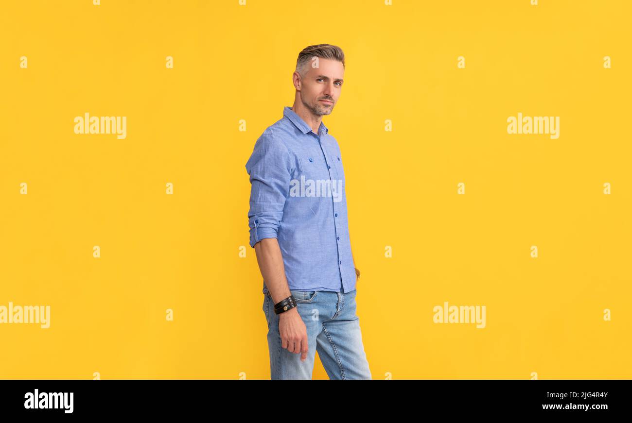 handsome guy with graying bristle. mens beauty. hoary man portrait with ...