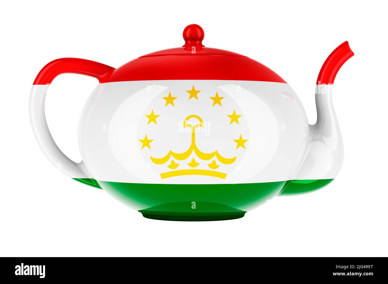 Teapot with Tajik flag, 3D rendering isolated on white background Stock ...