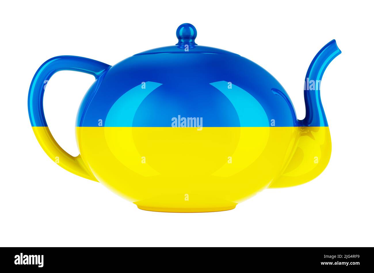 Teapot with Ukrainian flag, 3D rendering isolated on white background ...
