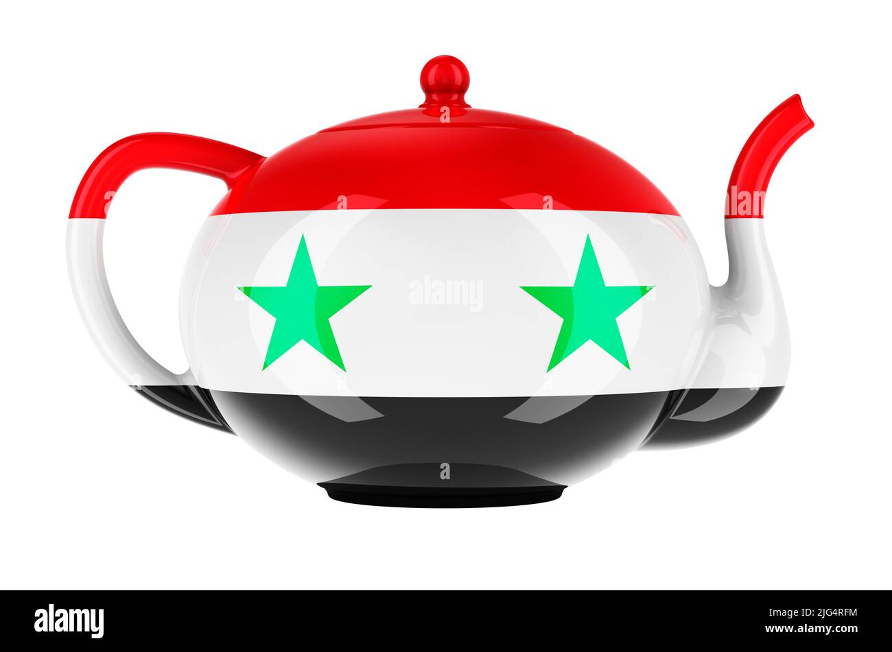 Teapot with Syrian flag, 3D rendering isolated on white background ...