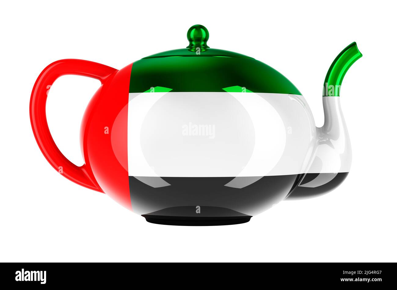 Teapot with the United Arab Emirates flag, 3D rendering isolated on ...