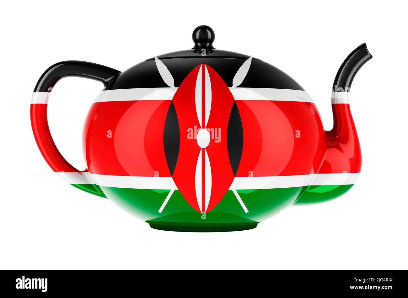 Teapot with Kenyan flag, 3D rendering isolated on white background ...