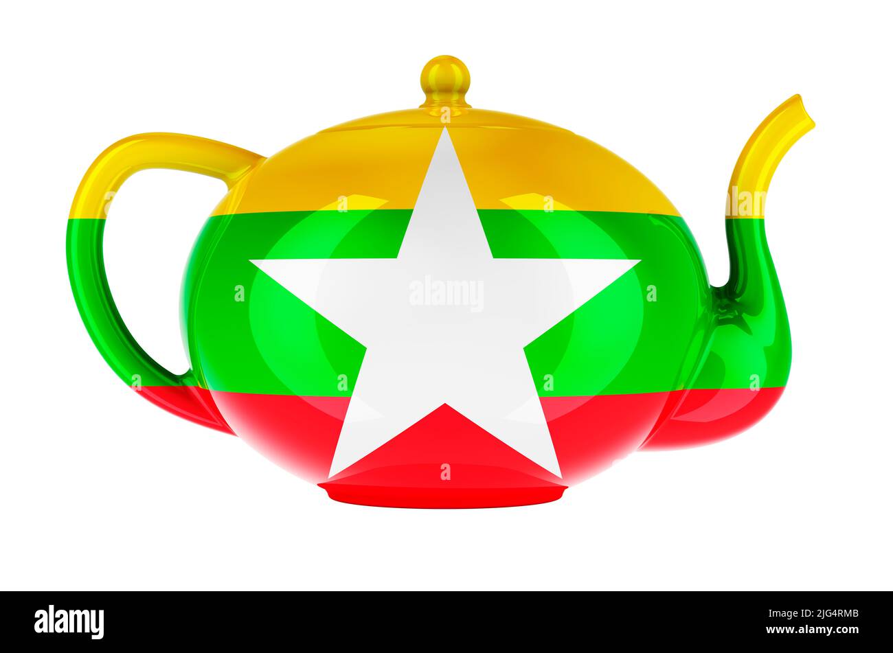 Teapot with Myanmar flag, 3D rendering isolated on white background ...