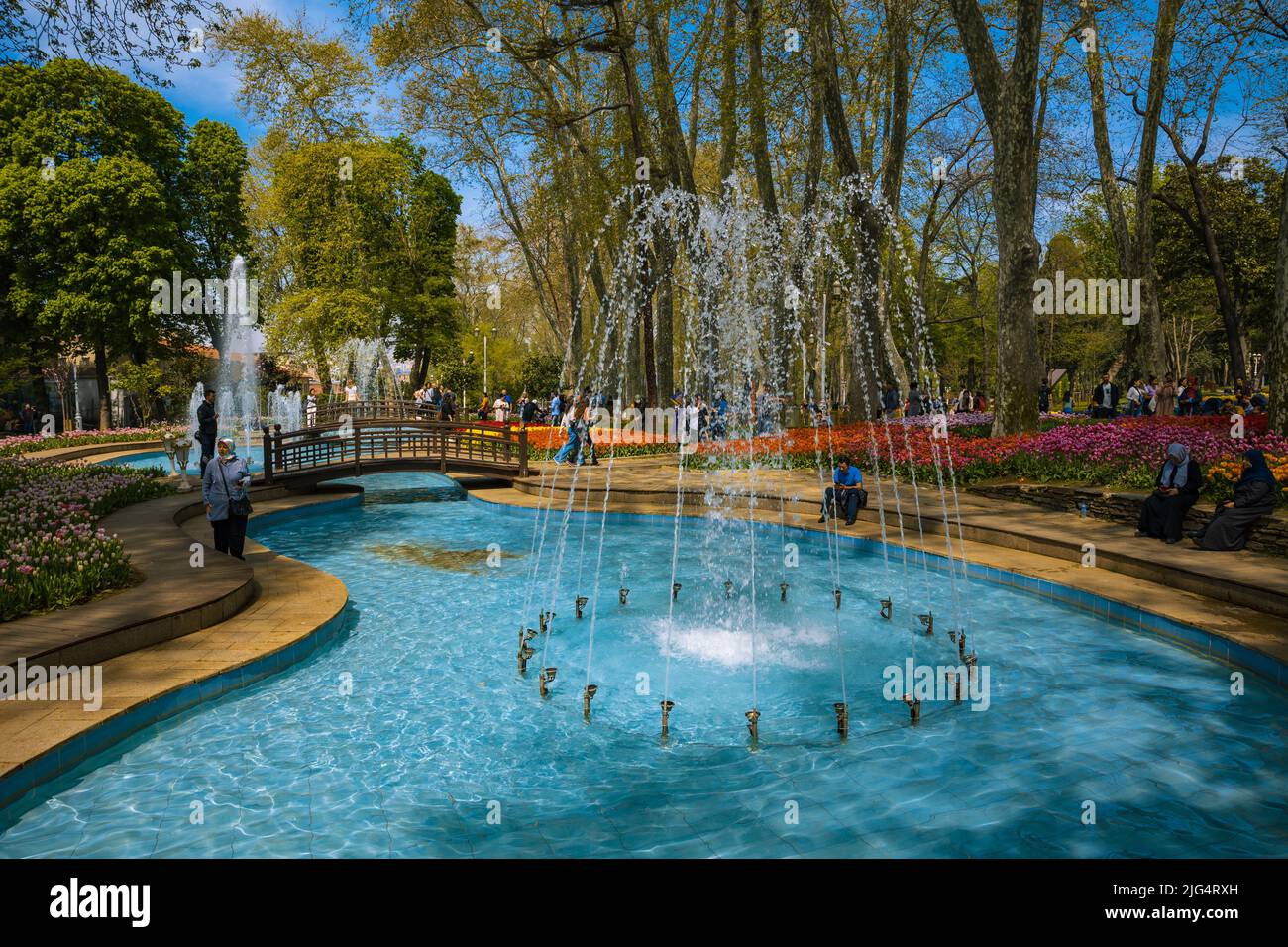 Gulhane Parki or Gulhane Park. Pond in the historical garden of Topkapi Palace. Travel to ...