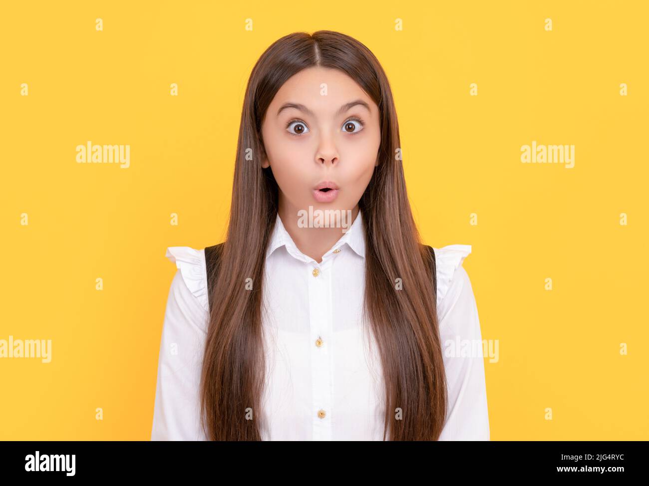 surprised kid face portrait in school uniform expressing emotions ...