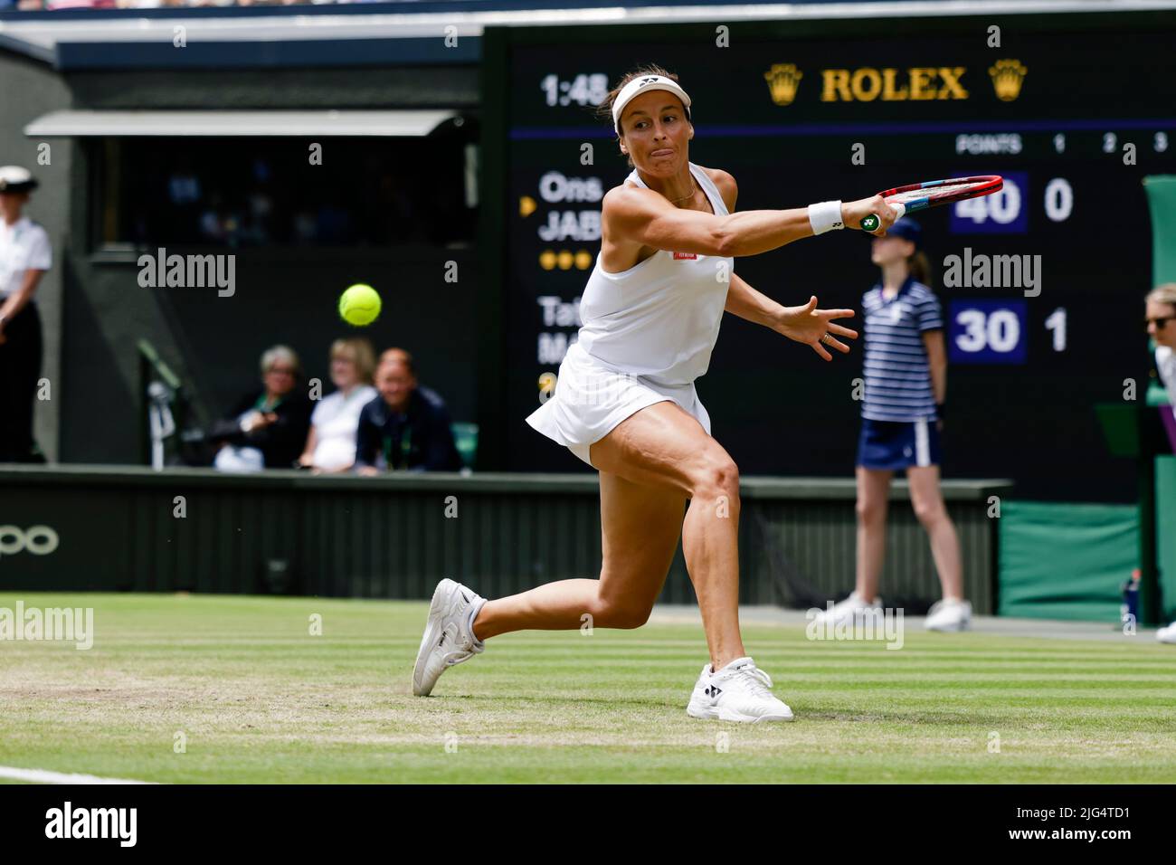 London, UK, 7th July 2022: Tennis player Tatjana Maria from Germany is ...