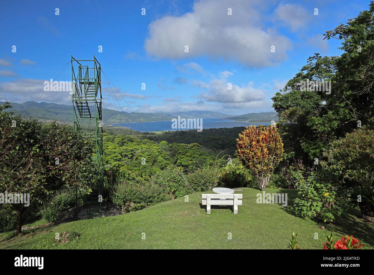 watch-point on hill with viewing tower Costa Rica, March Stock Photo ...