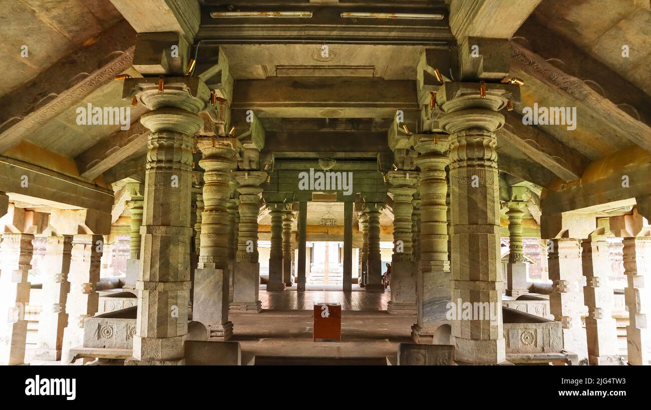 Carving Pillars of the Mandapa at Saavira Kambada Basadi, Mudbidri ...