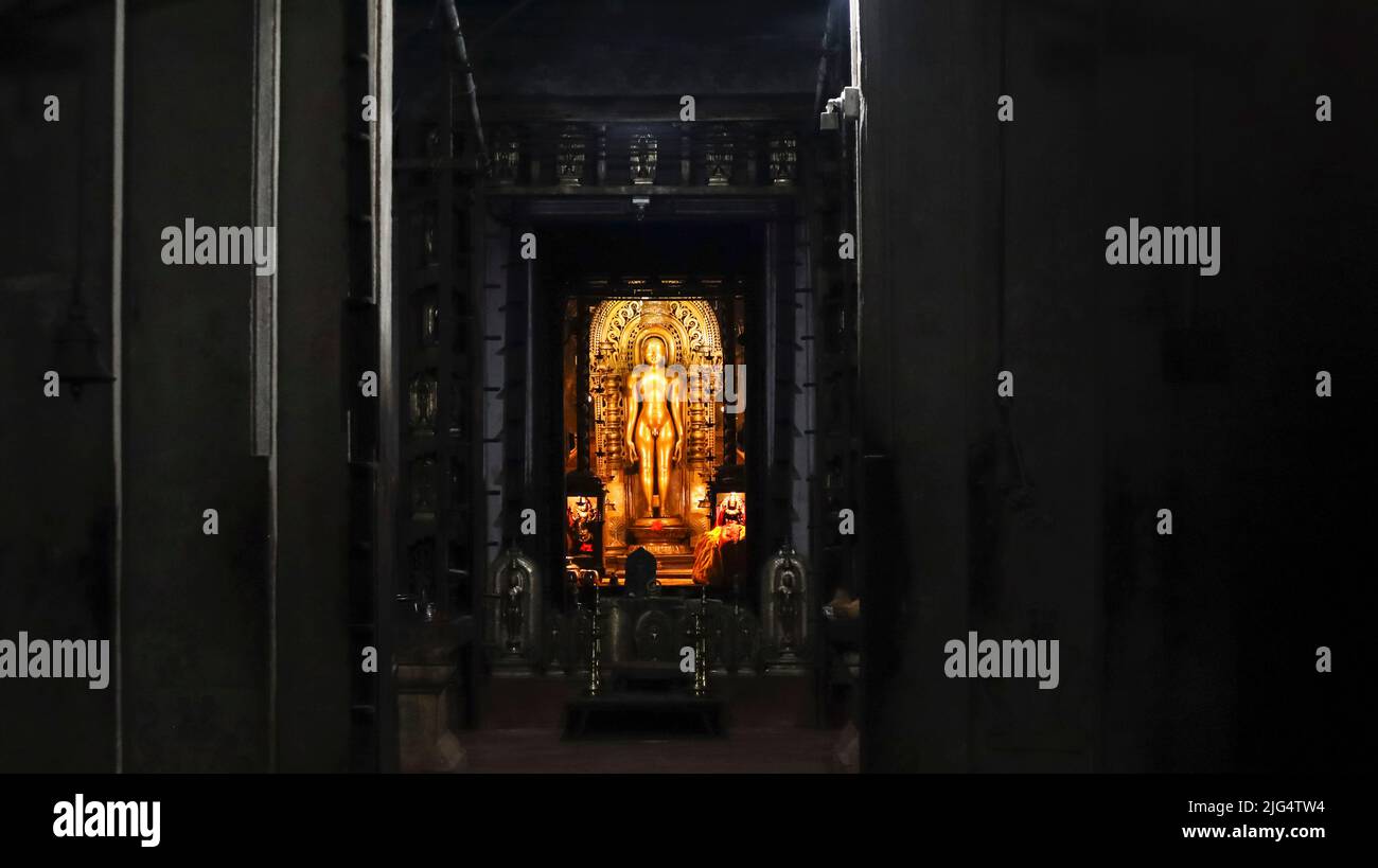 Main Statue of Tirthankara Chandraprabha Temple, Saavira Kambada Basadi ...
