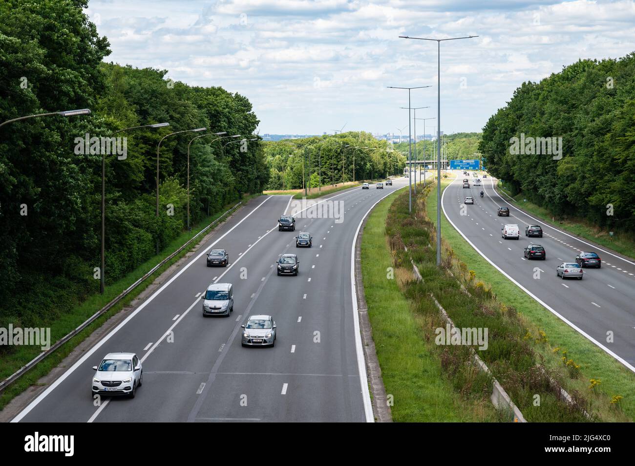 Halle, Flemish Brabant Region, Belgium, 07 02 2022 - Busy traffic at ...