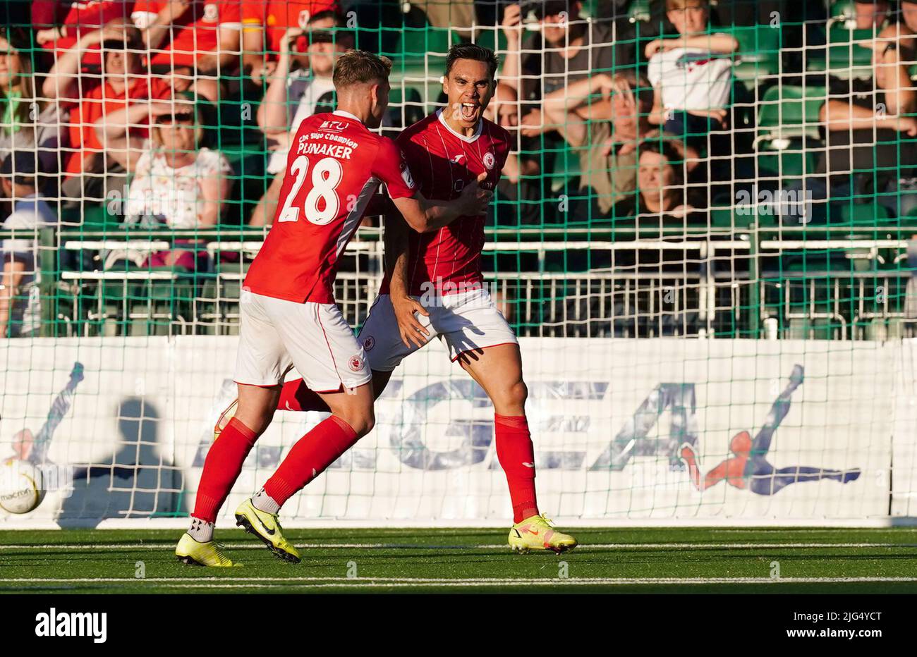 Sligo Rovers Max Mata (right) celebrates scoring his sides second goal ...