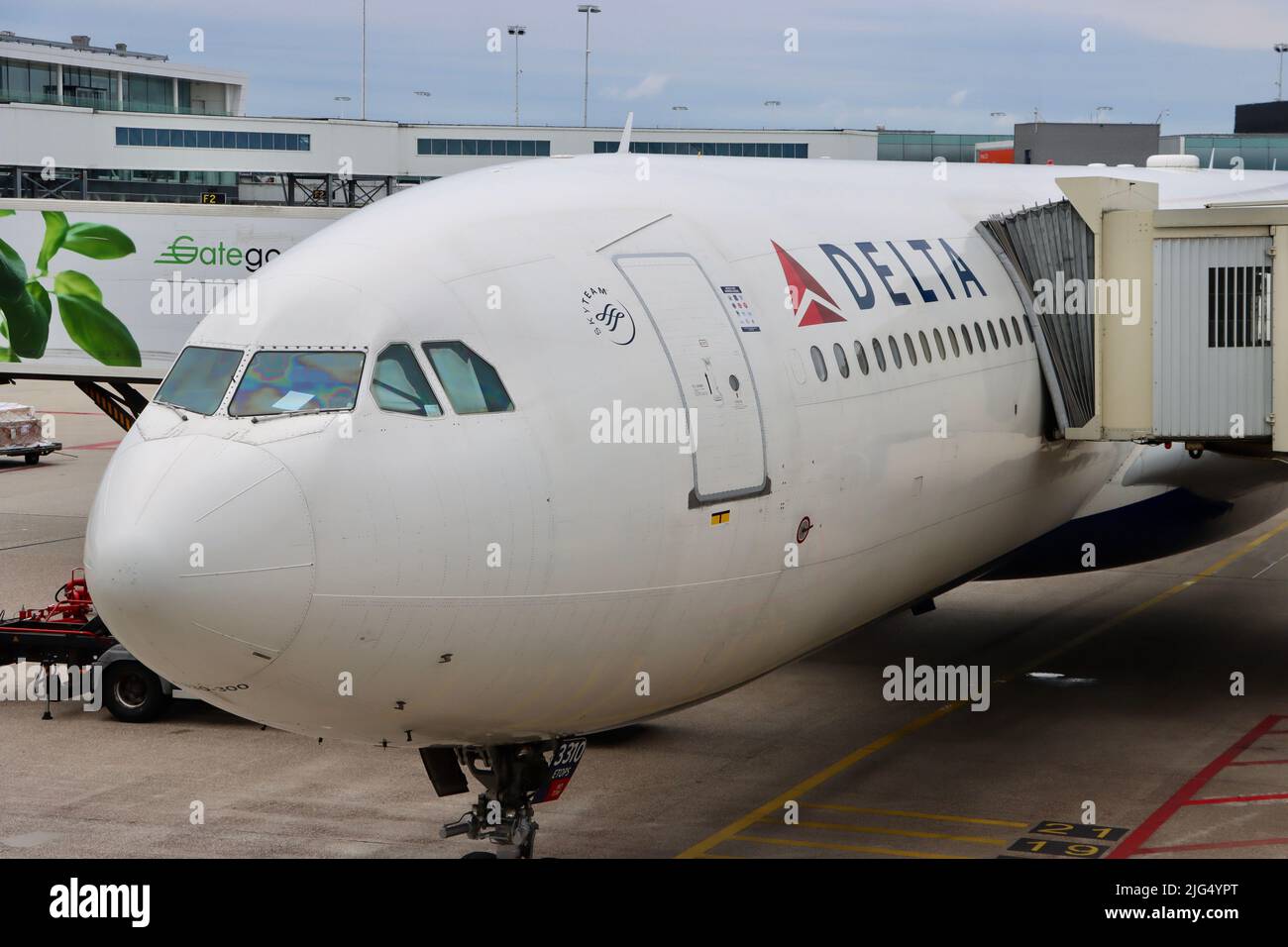 Delta Airbus at the gate on June 30th 2022 at Schiphol Amsterdam ...