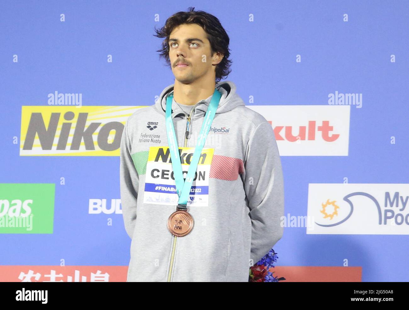 Thomas Ceccon of Italy Podium 50 M Backstroke Men during the 19th FINA ...