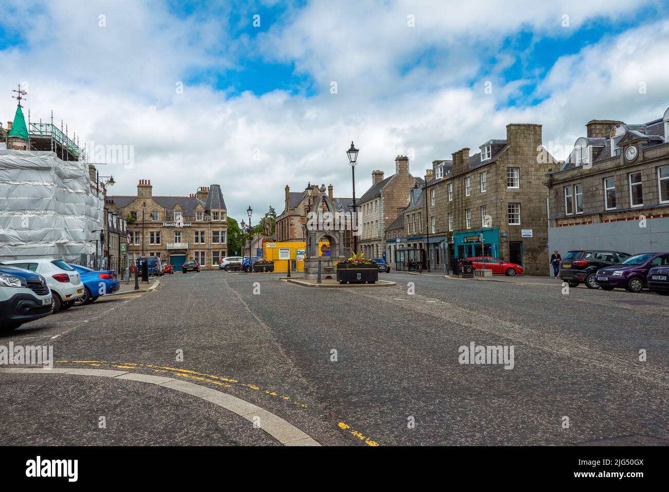 Huntly Market Square in the town centre of Huntly, Aberdeenshire ...